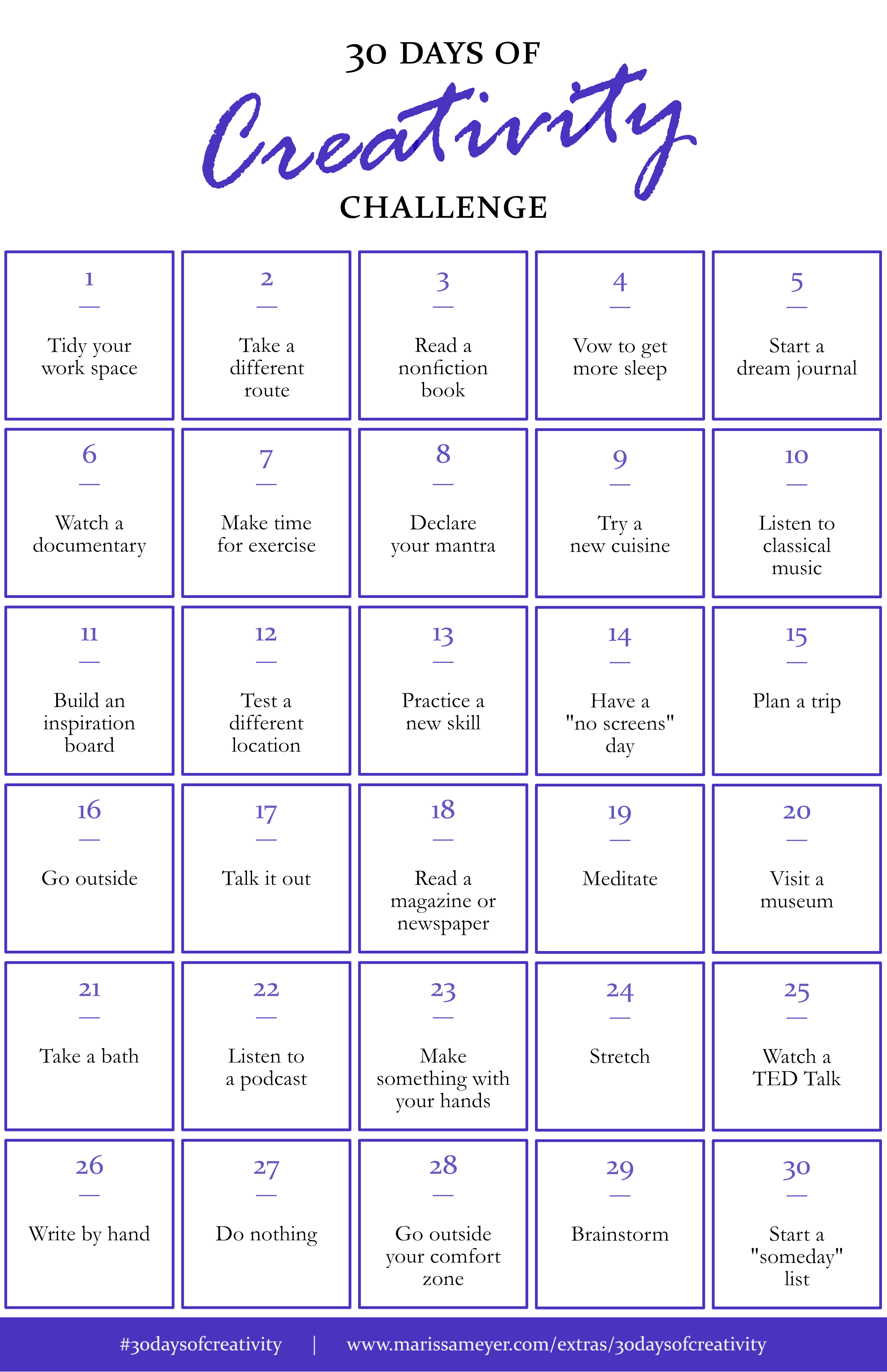The 30 Days of Creativity Challenge - Marissa Meyer